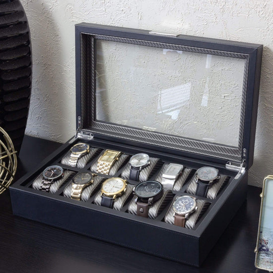 Mariner - Watch Display Box with Carbon Fiber Patterned Interior - 10 ...